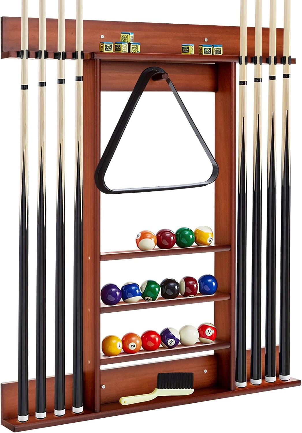 Pool Cue Rack, Wall Mounted Billiard Stick Holder, Made of Solid Pine ...