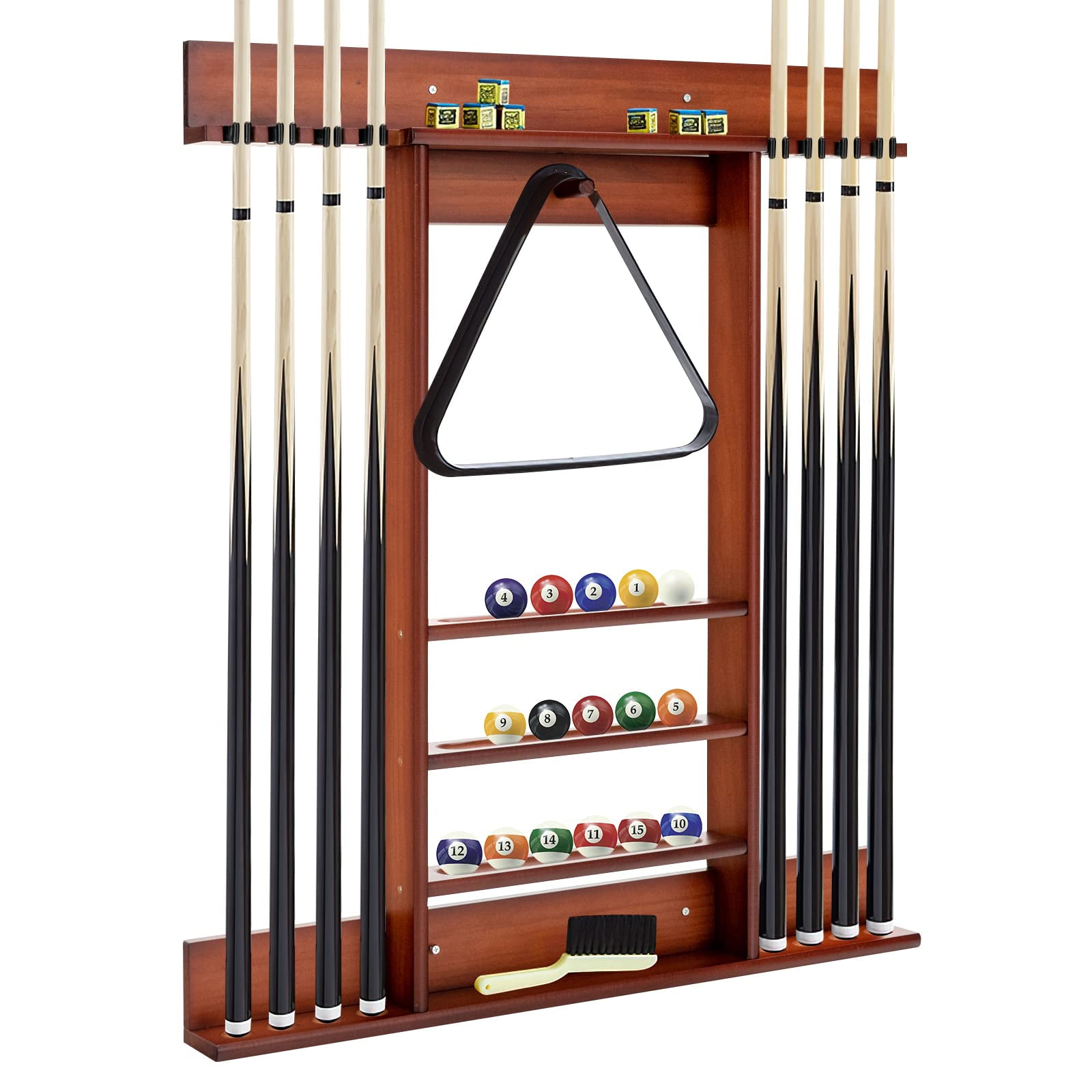 Pool Cue Rack Wall Mounted, Solid Pine Wood Billiard Stick Holder with ...