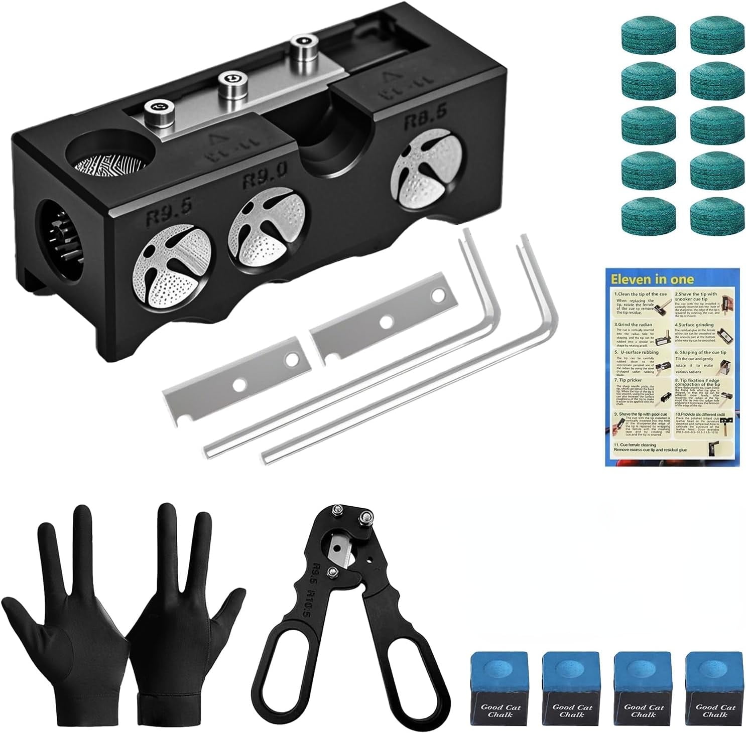Pool Cue Tips Replacement Kit,11-in-1 Pool Cue Tip Shaper,Pool Stick ...