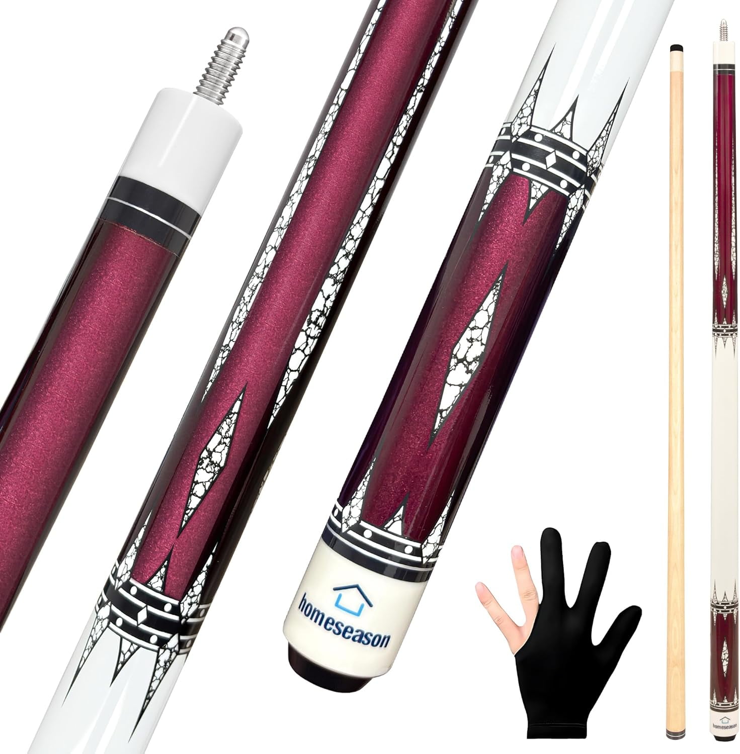 Pool Cues 58 inch Pool Cue Stick with 13mm Fiber Leather tip 20oz 4 ...