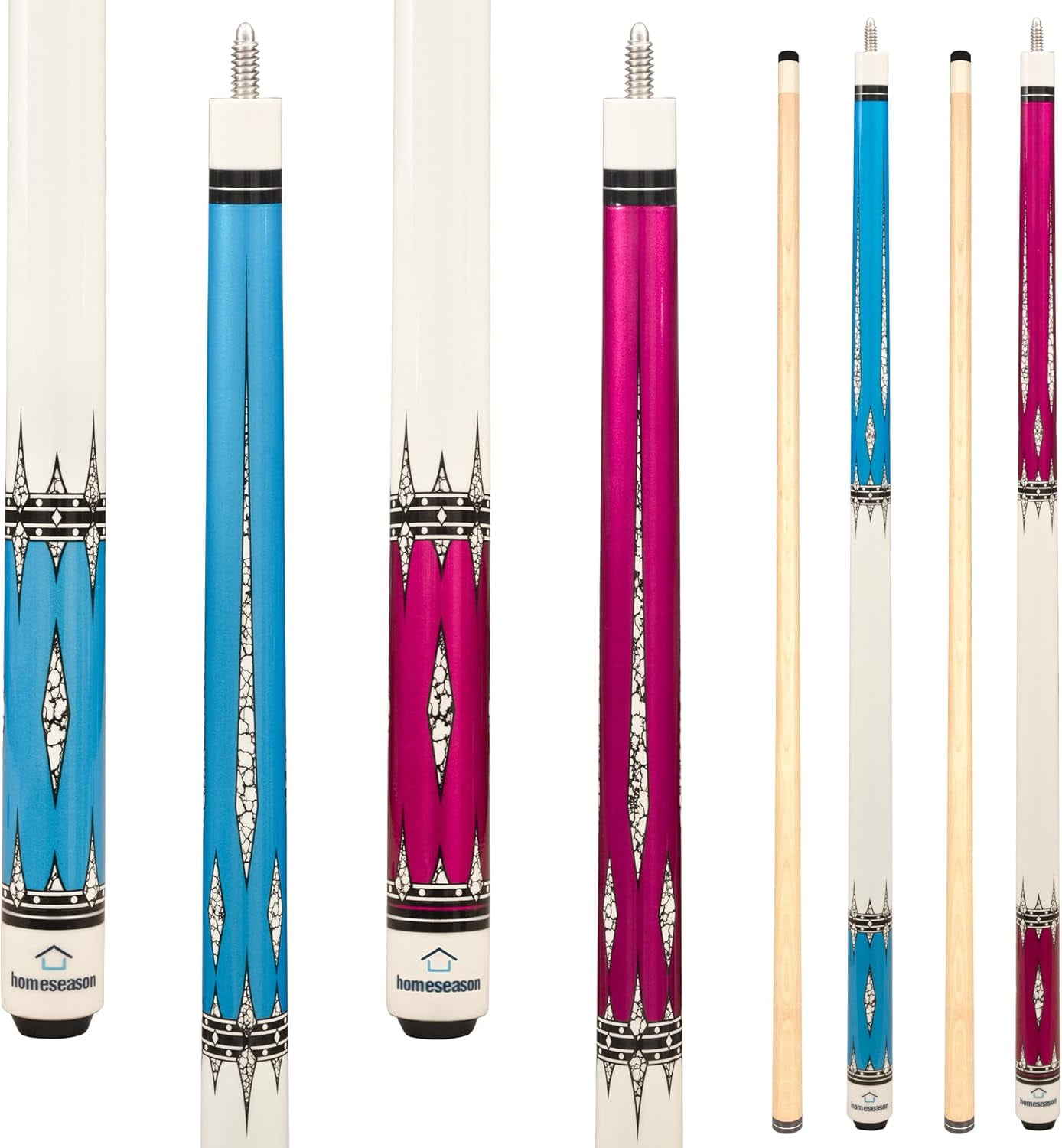 Pool Cues 58 inch Pool Cue Stick with 13mm Fiber Leather tip 20oz 4 ...