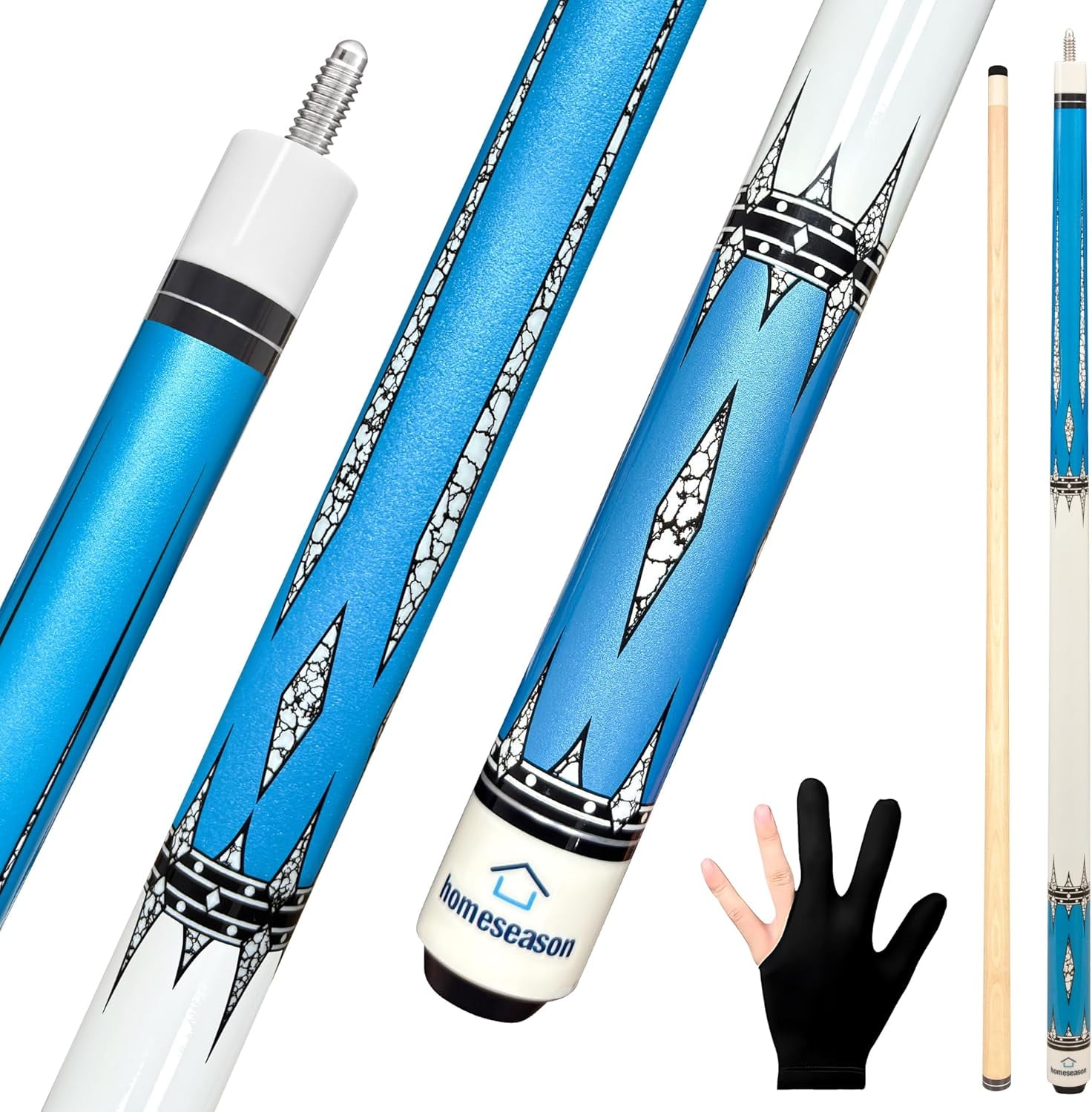 Pool Cues 58 inch Pool Cue Stick with 13mm Fiber Leather tip 20oz 4 ...