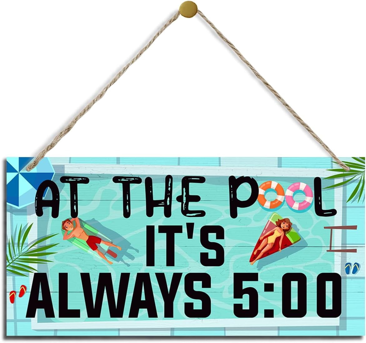 Pool Decor Decorative Wood Hanging Wood Plaque Outdoor Pool Decor Pool ...