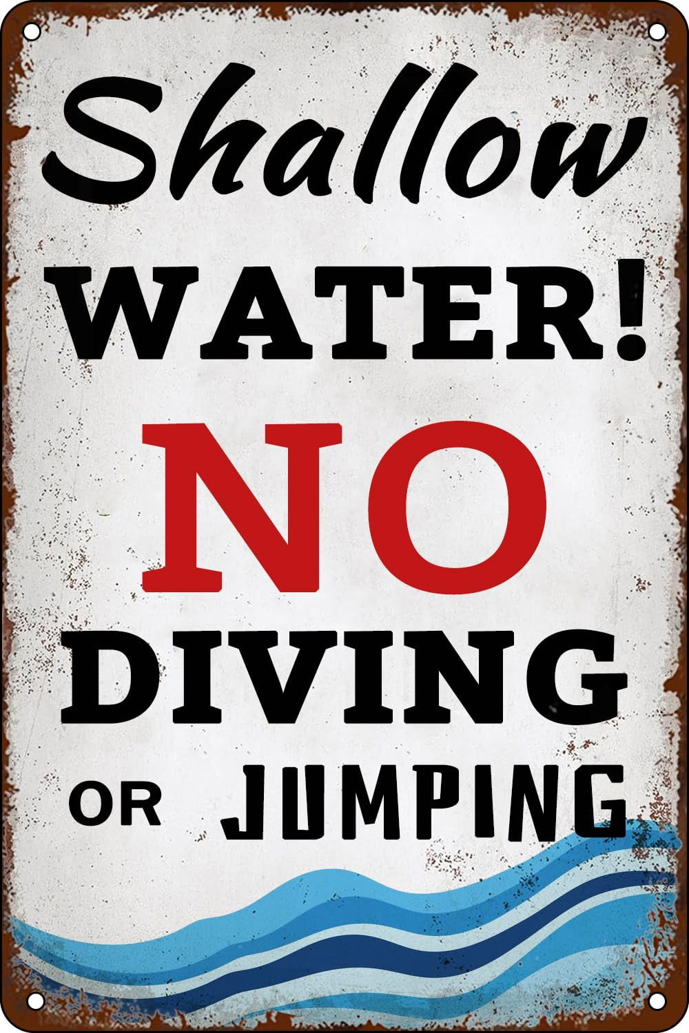 Pool Decor Pool Warning Metal Sign Shallow Water No Diving Or Jumping ...