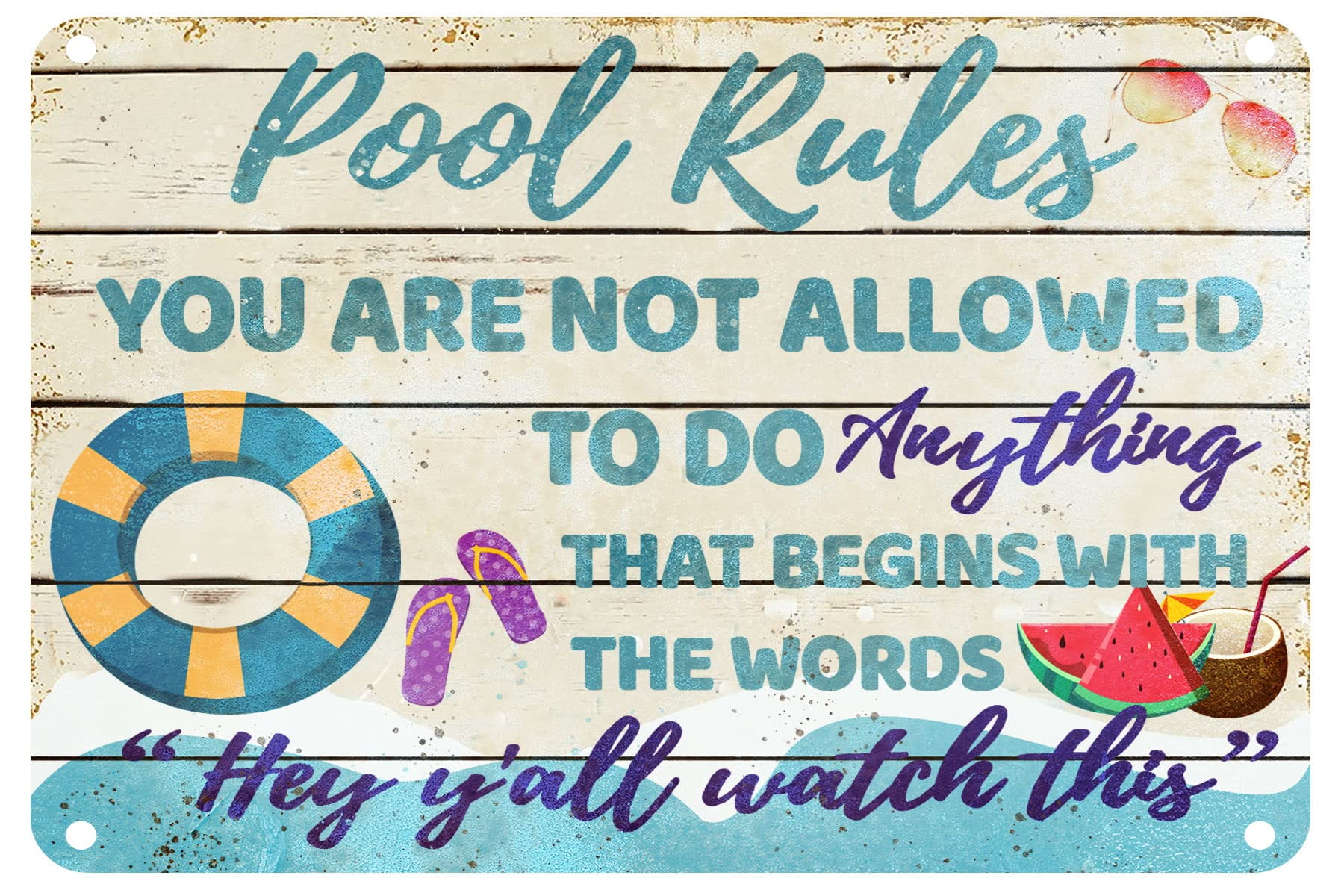 Pool Decor Sign, Pool Decorations Outdoor, Perfect for Beach, Home, Bar ...