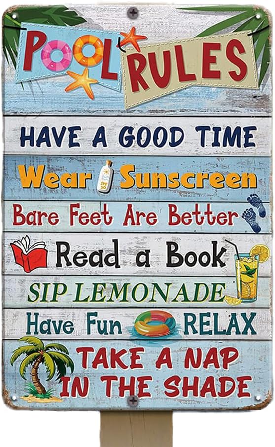 Pool Decorations Outdoor Pool Decor Pool Rules Signs, Swimming Pool ...