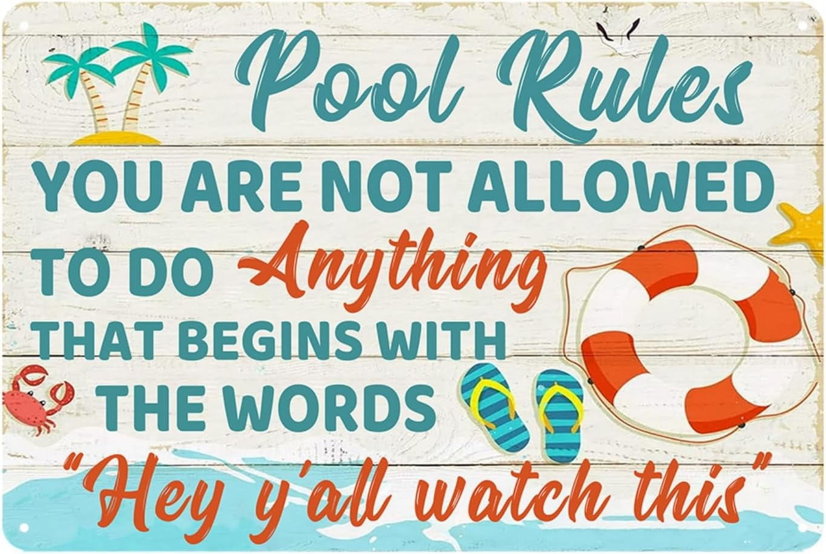 Pool Decorations Outdoor Pool Rules Sign Pool Deck Decor Pool Metal ...