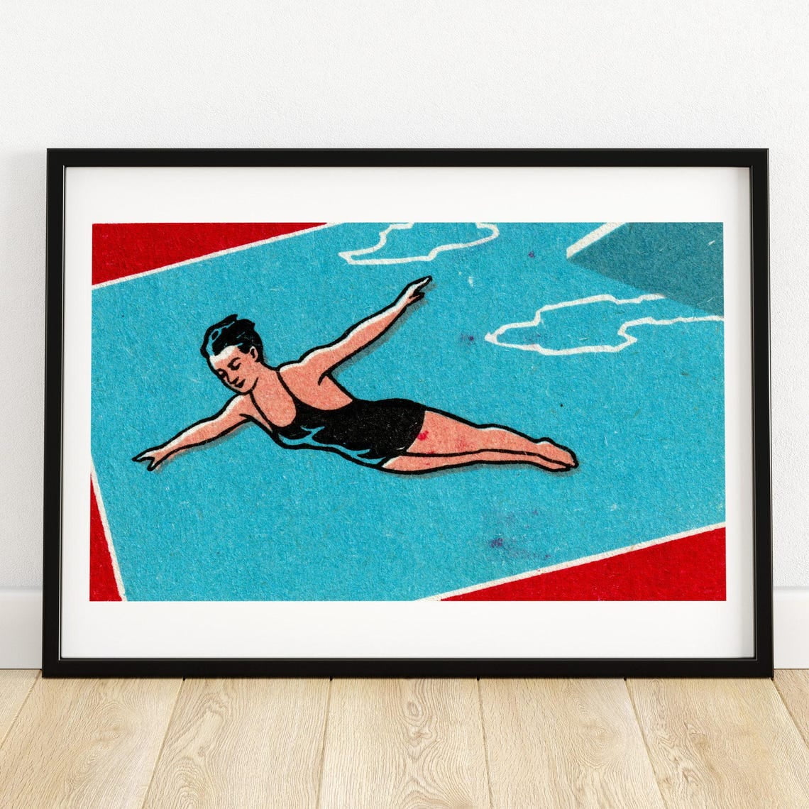 Pool Diver - Matchbox Print - Aesthetic Wall Art - Vintage Eastern ...