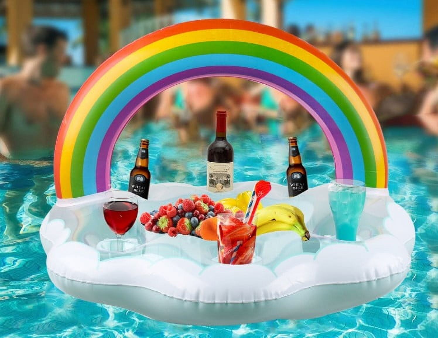 Pool Drink Float with Cup Holders - Upgraded Floating Drink Holder for ...