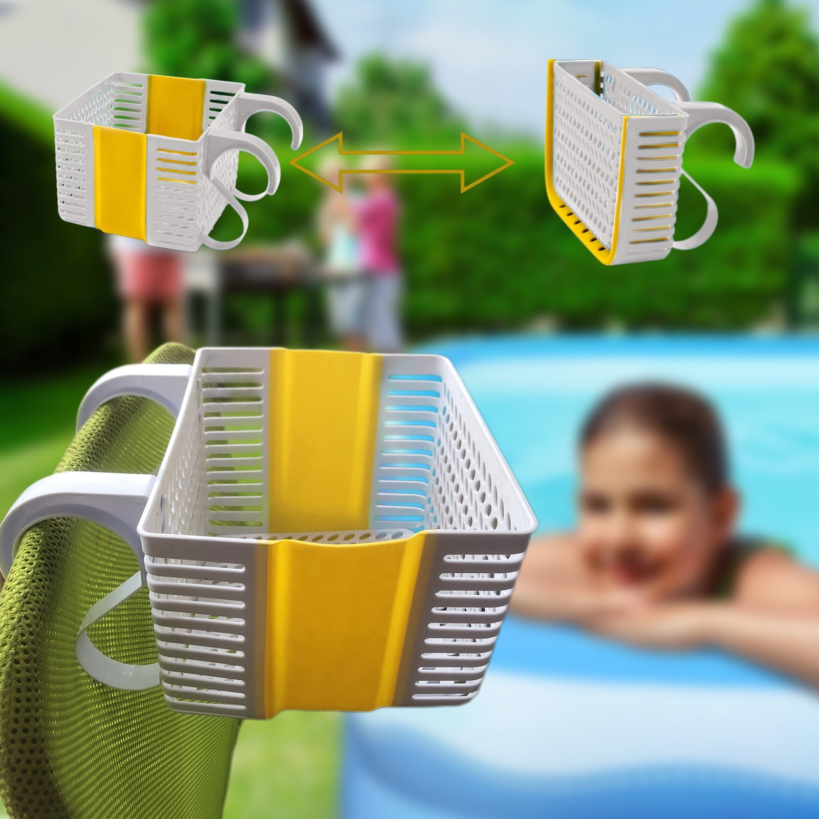 Pool Edge Storage Basket | Large Capacity Foldable Plastic Organizer ...