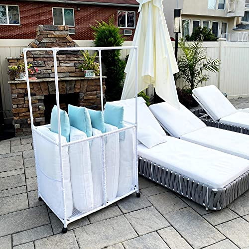 Pool Equipment Holder with Towel Drying Bars, Mesh Rolling Multi Use ...