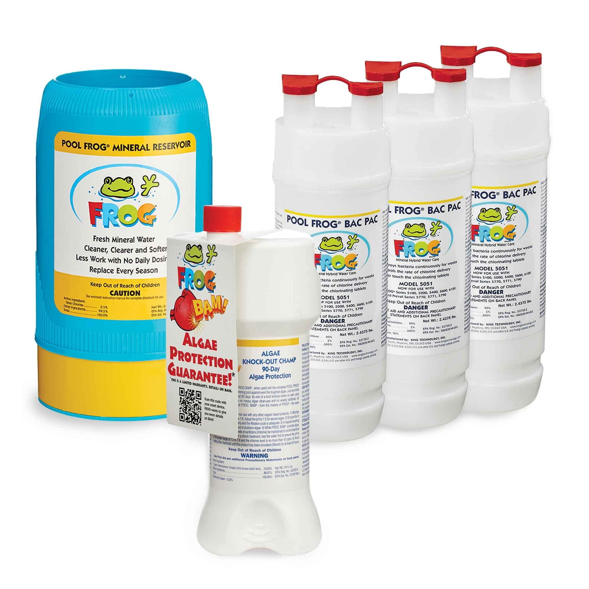 Pool FROG Model 6100 Mineral Reservoir + 3 Chlorine Bac Pacs + FROG BAM ...