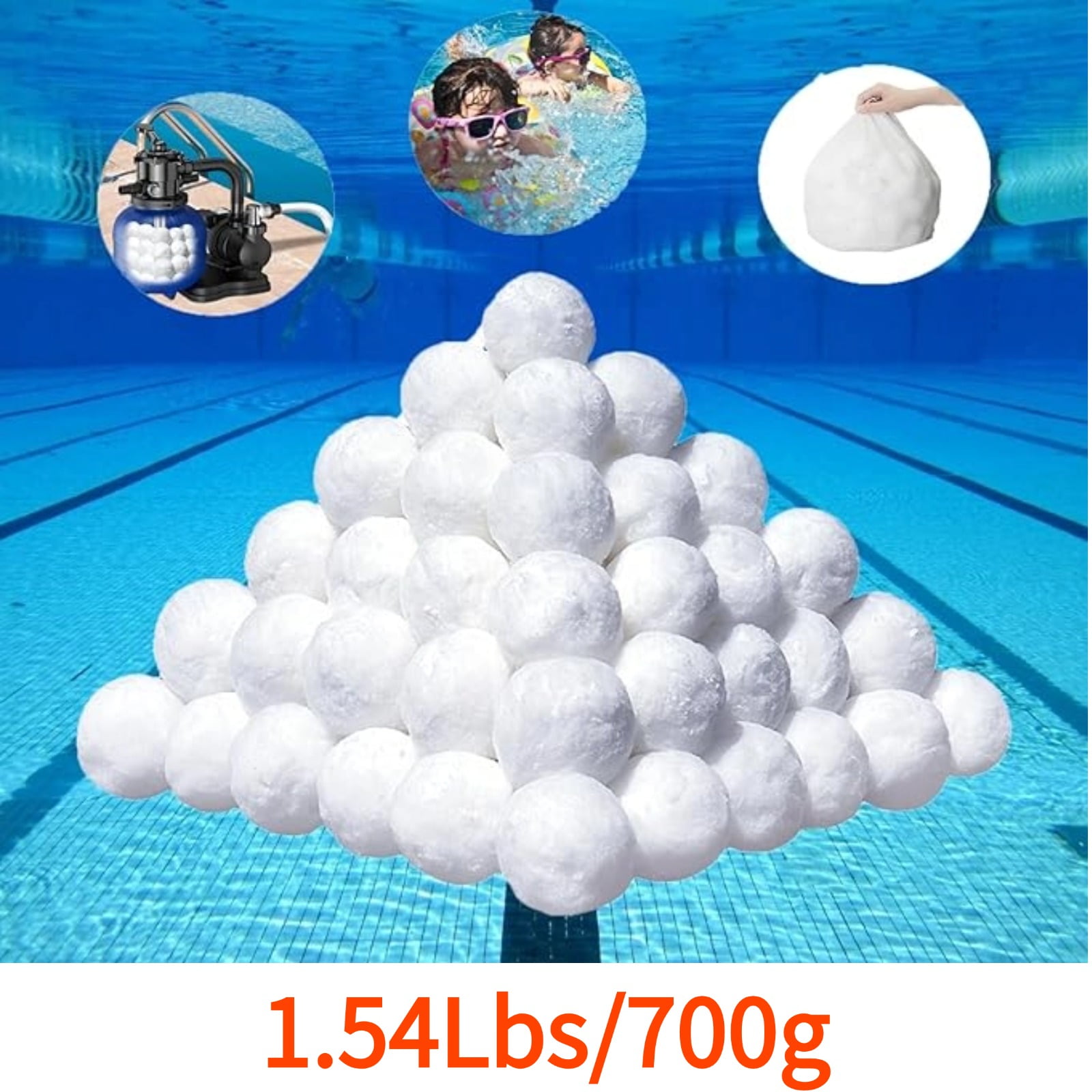 Pool Filter Balls, 1.54lbs Reusable Eco-Friendly Fibre Filter Balls for ...