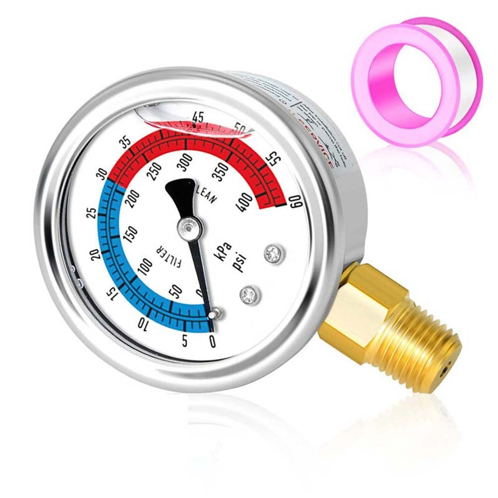 Pool Filter Pressure Gauge Oil Filling Pressure Gauge 0-60psi 1/4 Inch ...