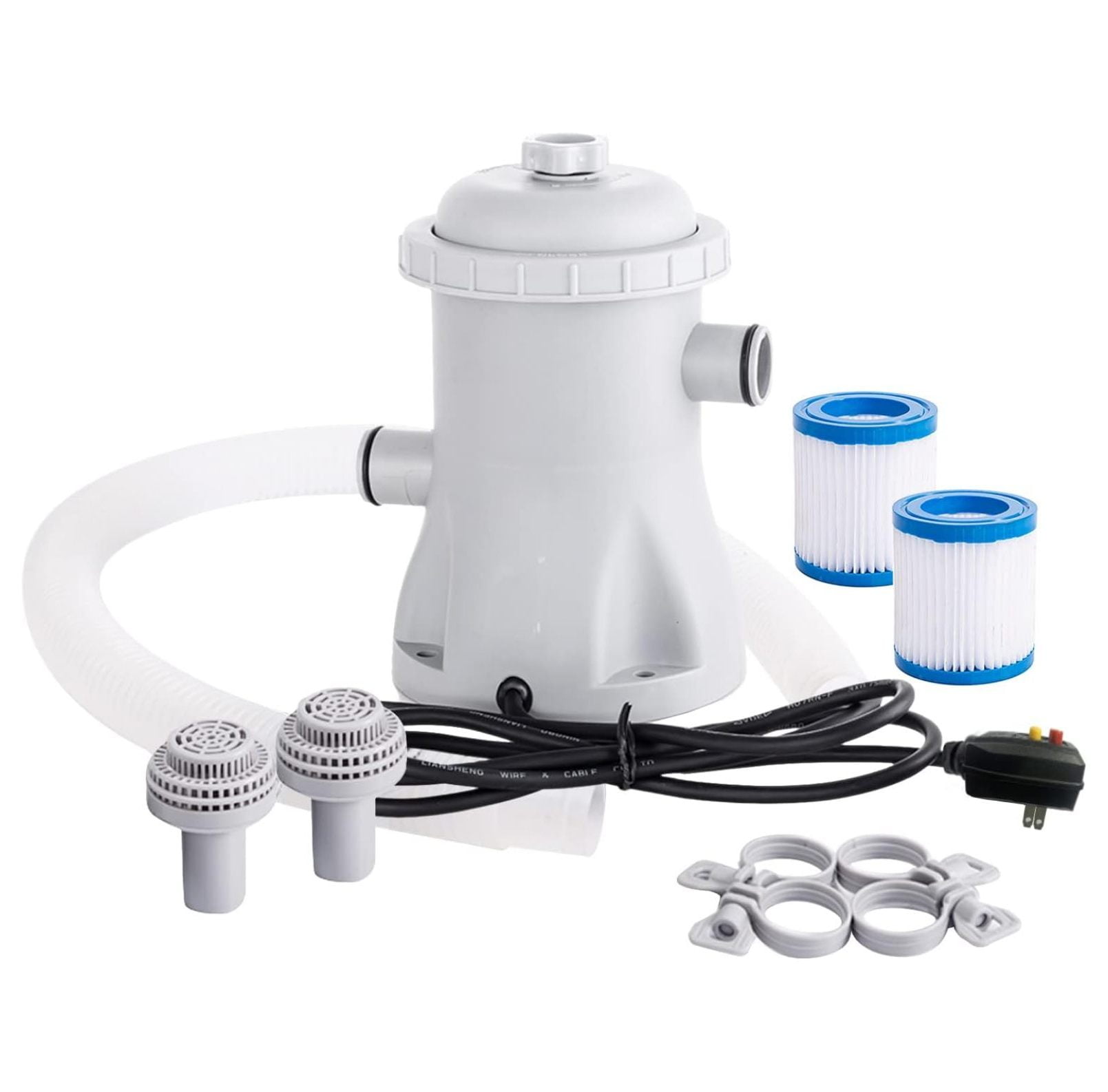 Pool Filter Pump 330 GPH Paddling Pool Pump With 2 Pool Filter ...