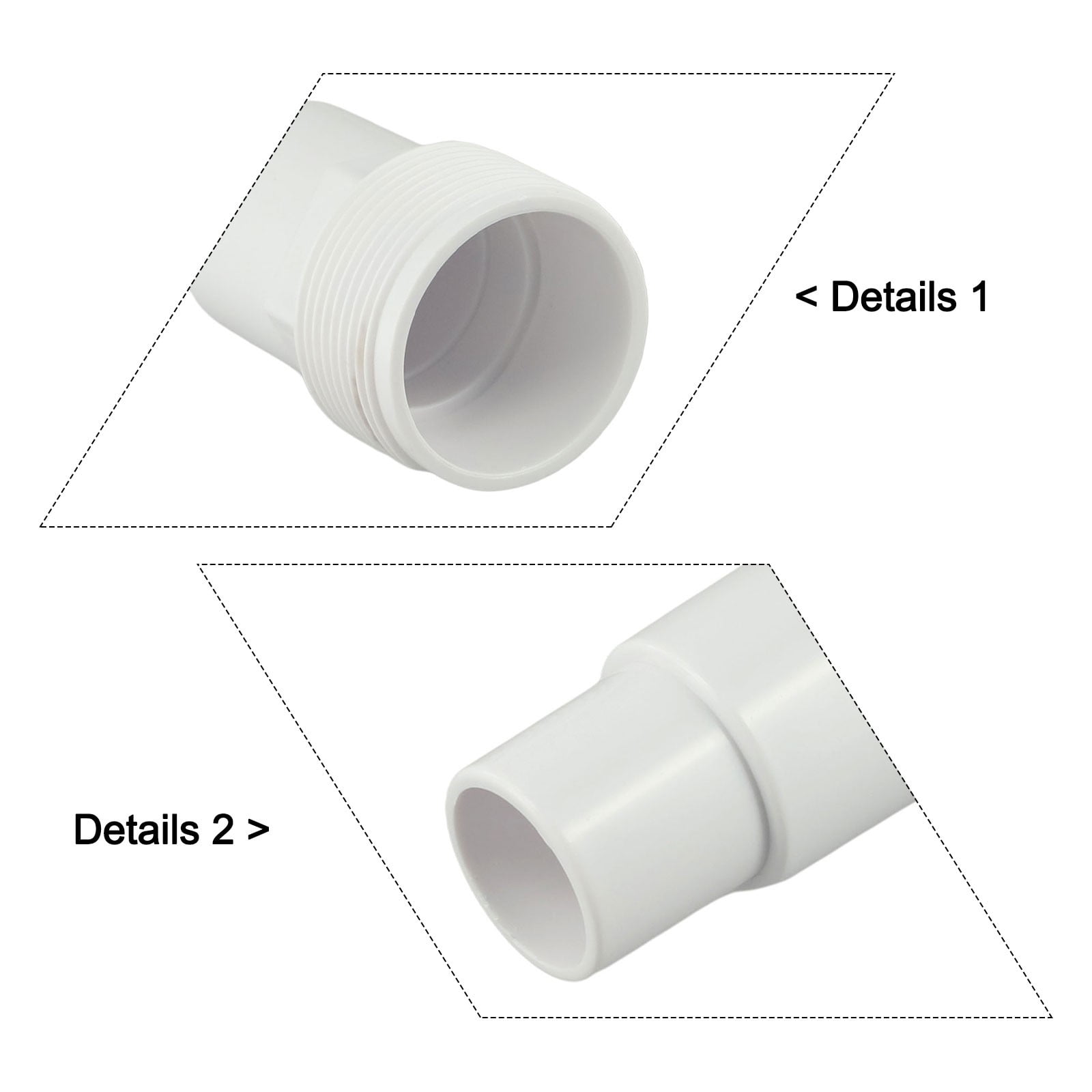 Pool Filter Pump Hose Adapter 1 1/4in-1 1/2in Thread 1.5in Fitting PVC ...