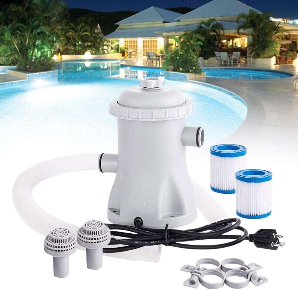 Pool Filter Pump, Pool Filter Pump 330 GPH Paddling Pool Electric Water ...