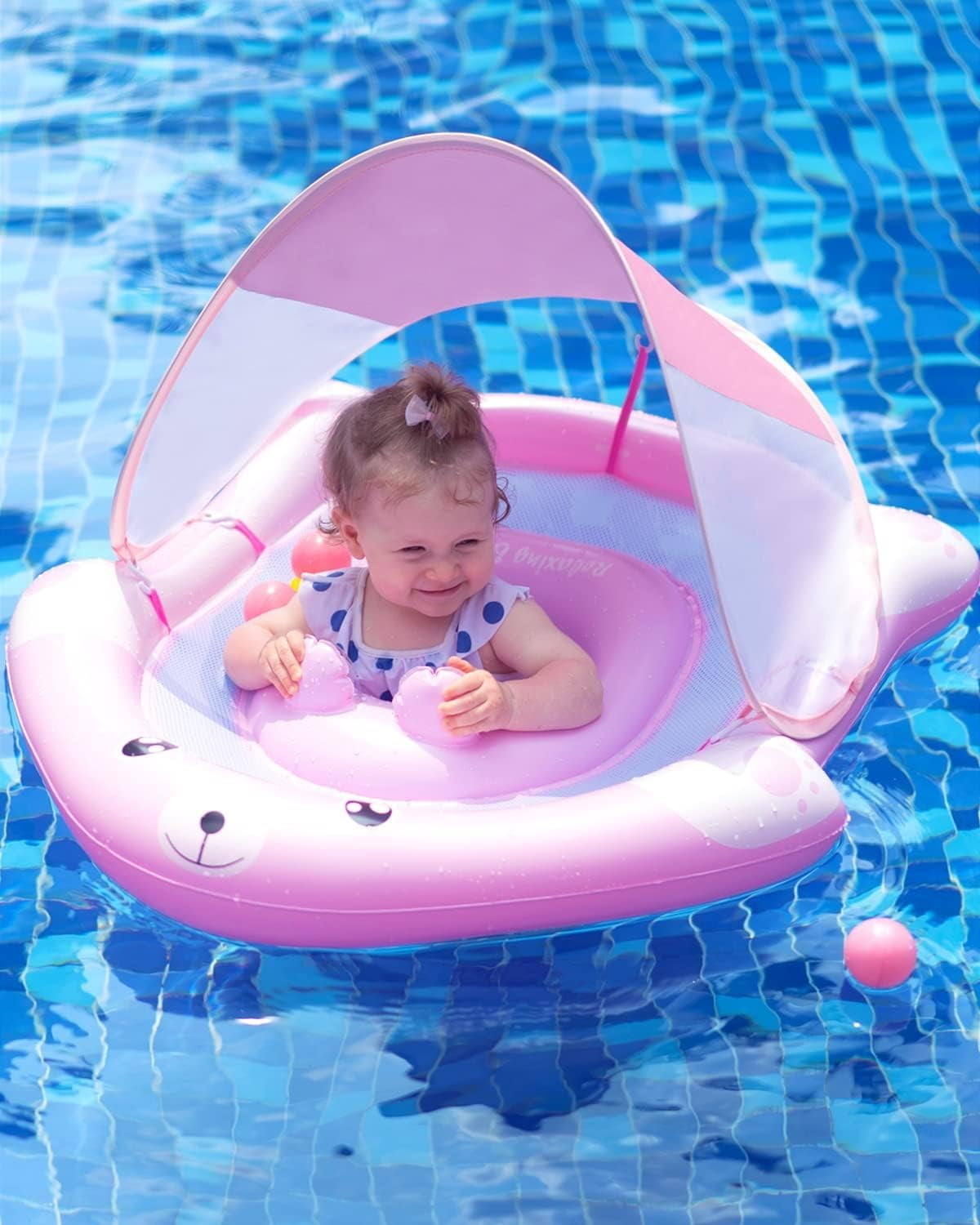 Pool Float with Adjustable Safety Seat & Canopy UPF 50+ Sun Removable ...