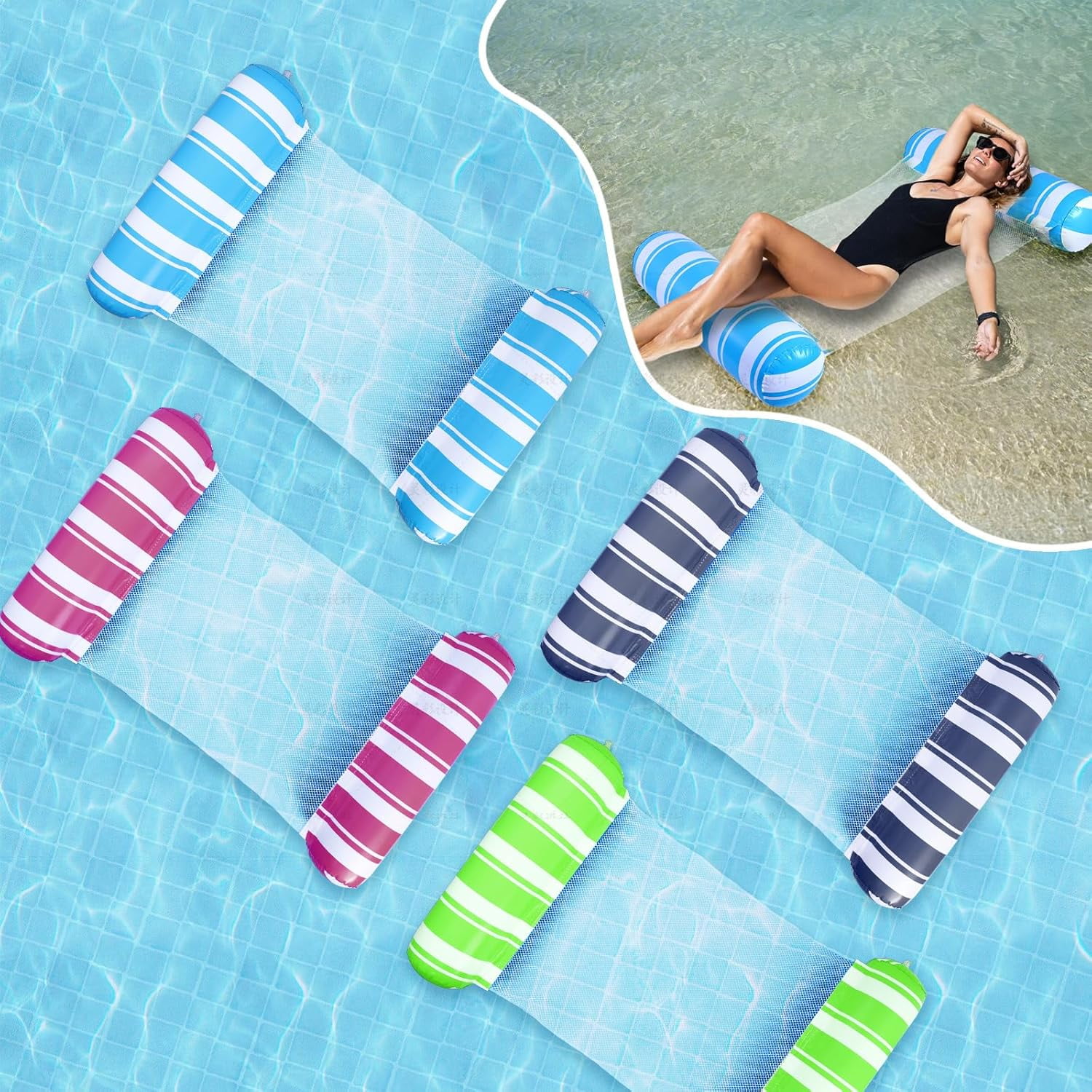 Pool Float Adults 4-in-1 Water Hammock Float,Saddle, Drifter,Lounger ...