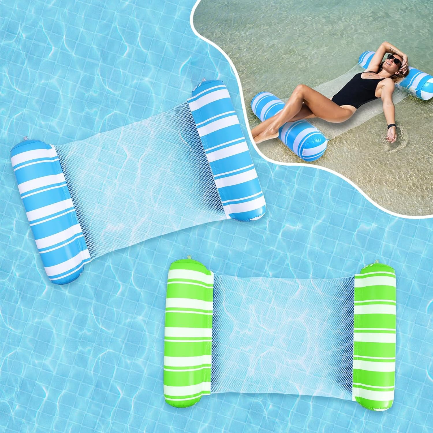 Pool Float Adults 4-in-1 Water Hammock Float,Saddle, Drifter,Lounger ...