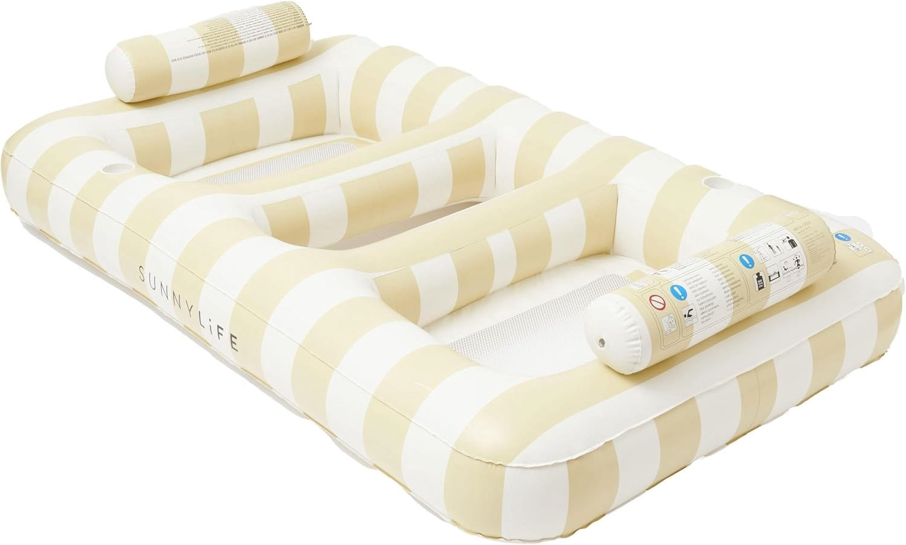 Pool Float Bay Soft Mustard. Perfect for 2 Adults. with Double Headrest ...