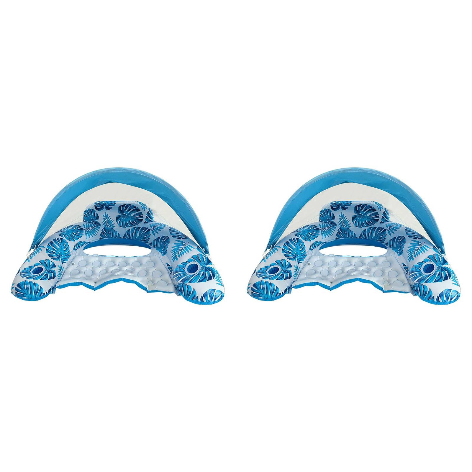 Pool Float with Canopy, Cup Holder - Pool Chair Lounge Float with ...