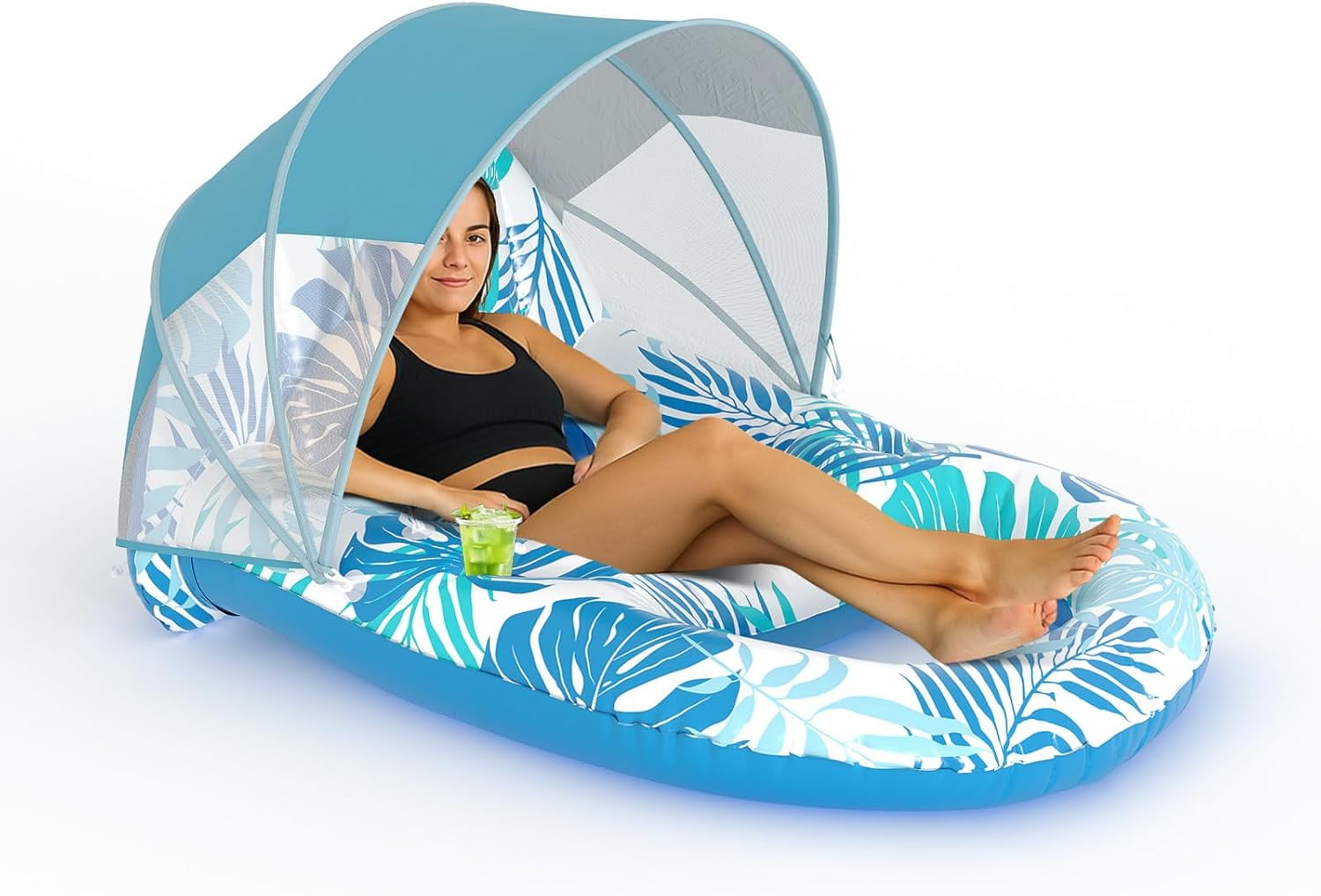Pool Float with Canopy, XL Inflatable Chair Lounge Float with ...