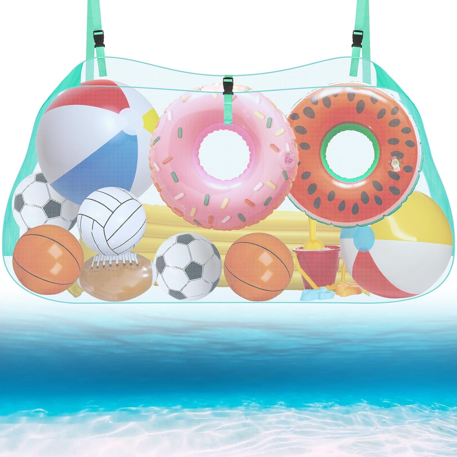 Pool Float Storage Net, Pool Toy Organizer Mesh Bag for Large swimming ...