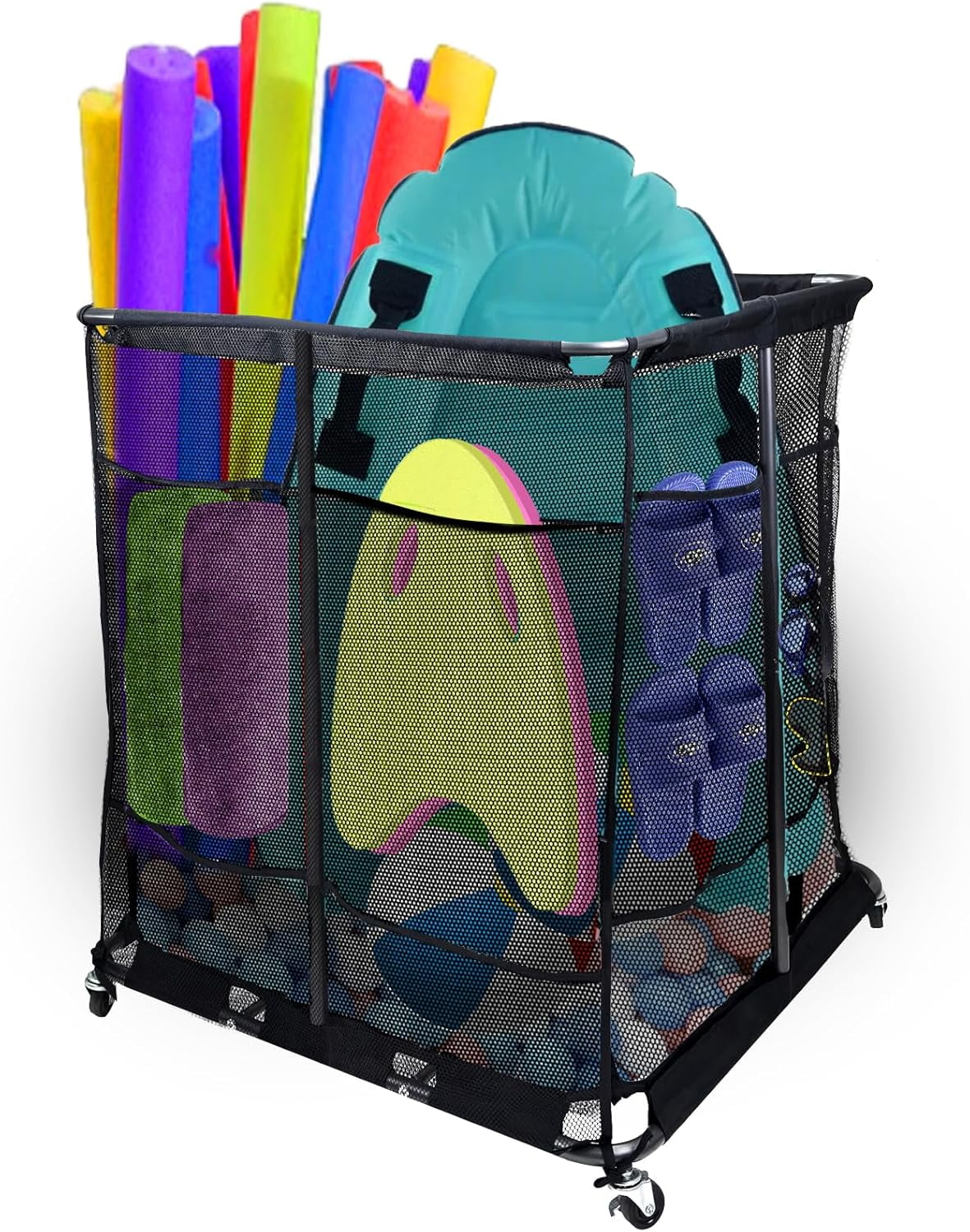 Pool Float Storage Organizer with 2 in 1 Mesh Storage Cover,Nylon Mesh ...