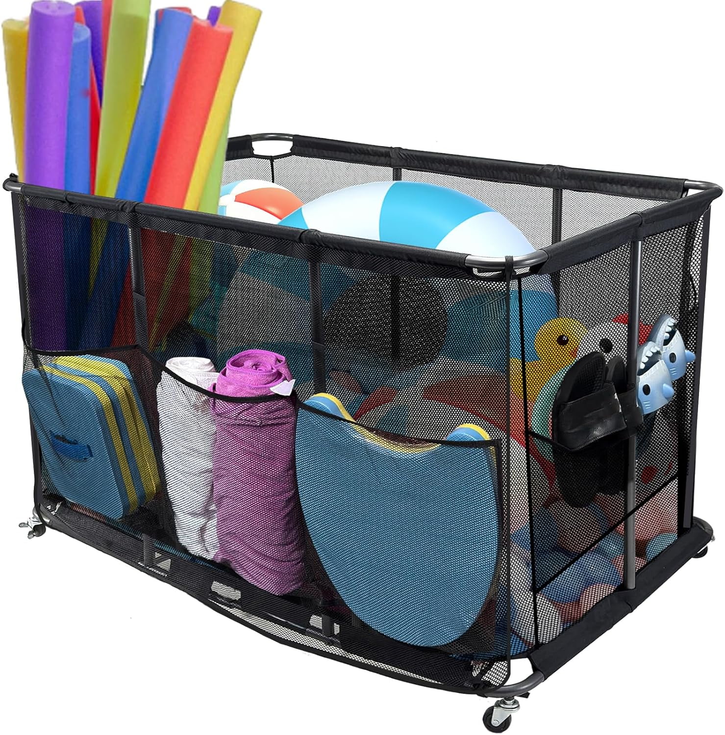 Pool Float Storage Organizer with 2 in 1 Mesh Storage Cover, XXL Nylon ...