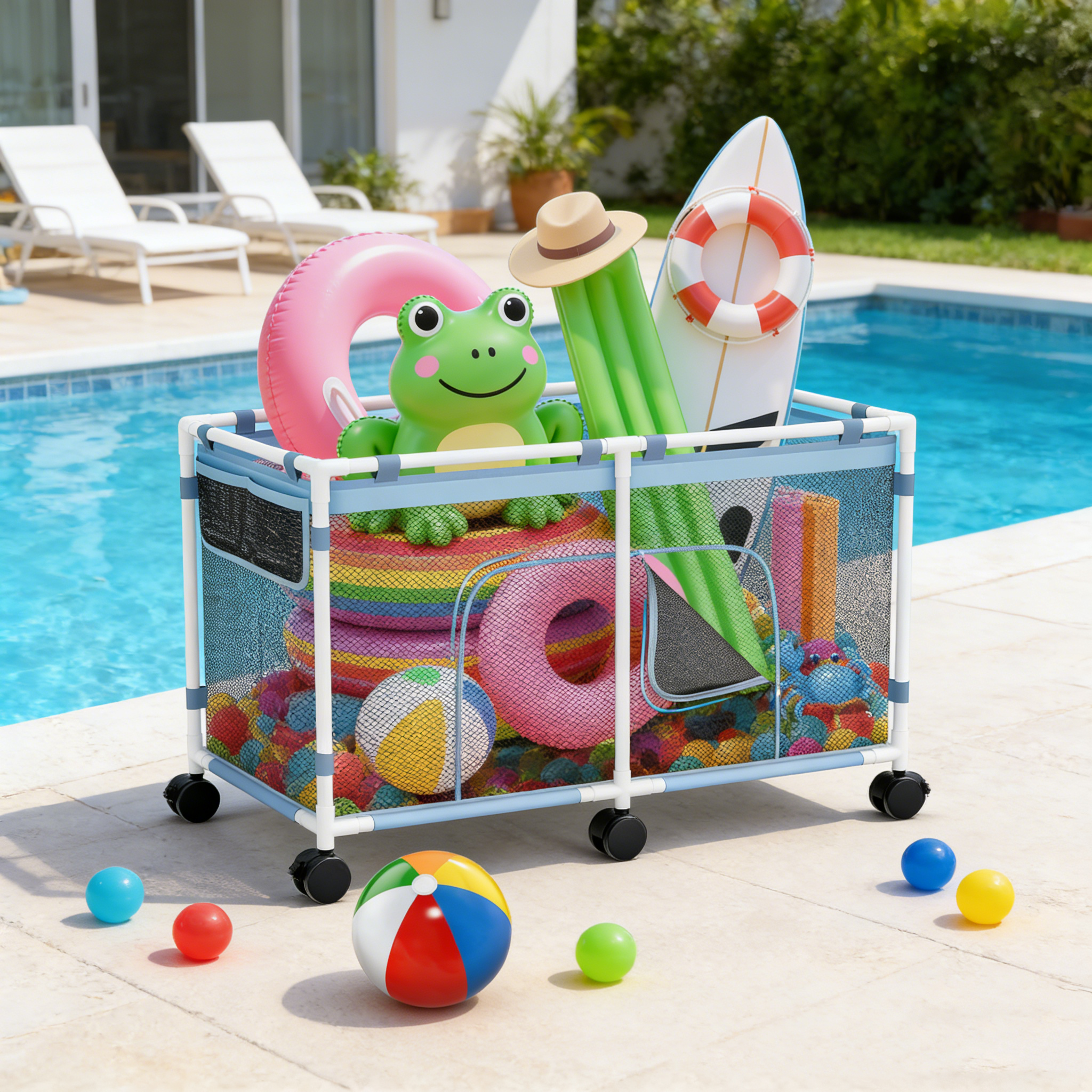 Pool Float Storage - Outdoor Toy Storage Organizer for Pool Noodles ...