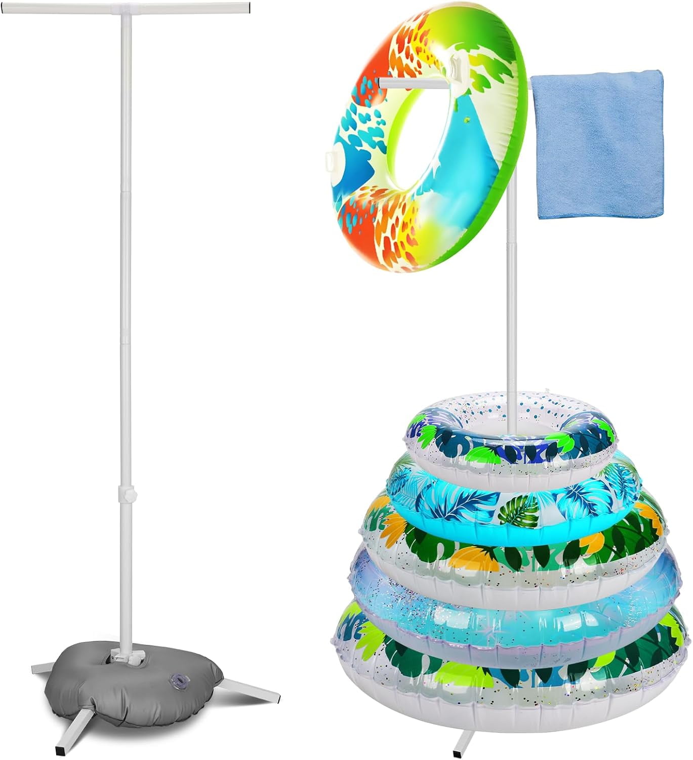 Pool Float Storage Rack, Metal Adjustable Pool Float Towel Holder with ...