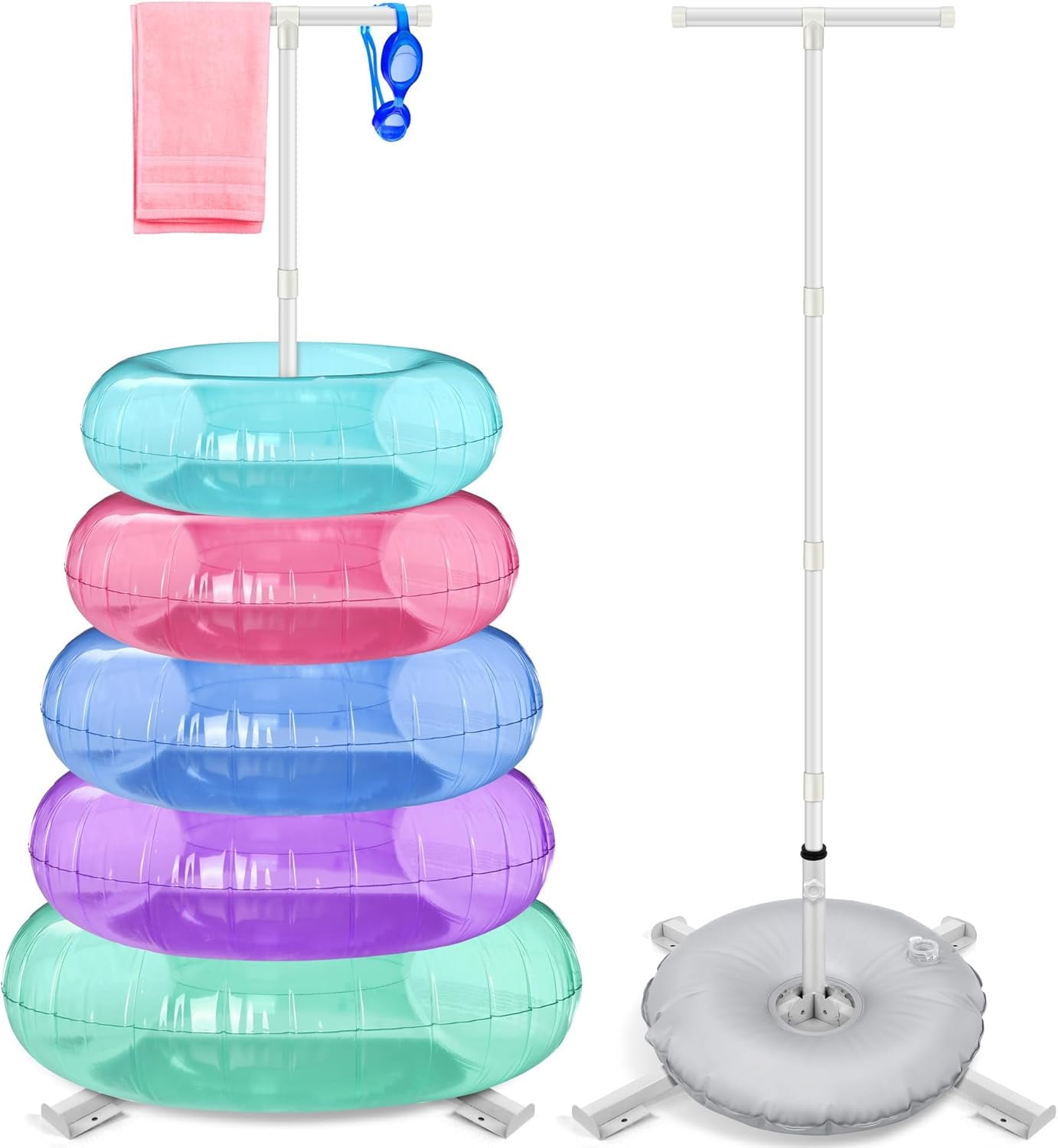 Pool Float Storage Rack Pool Float Holder with Water Bag 63" x 33" Pool ...