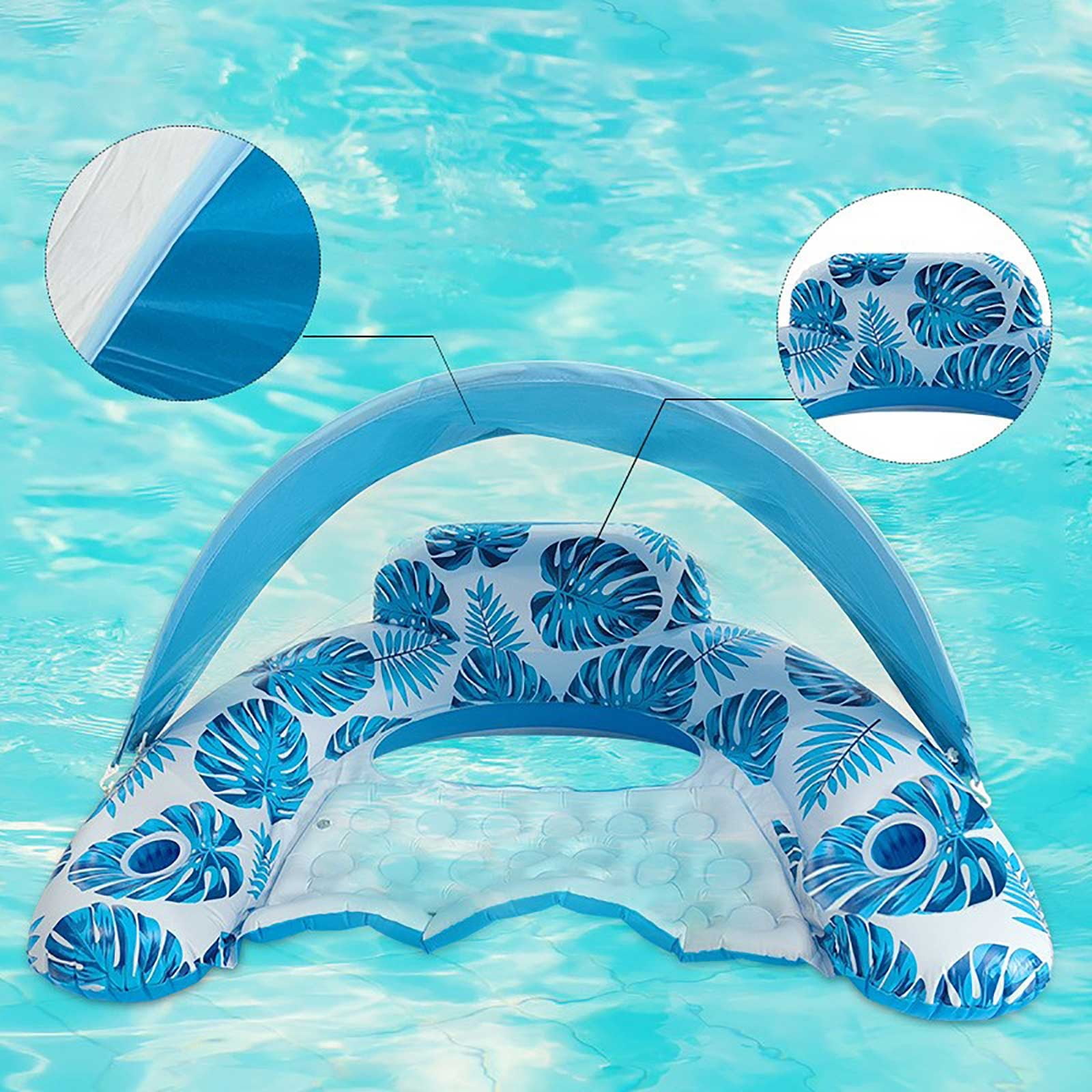 Pool Float for Adults with Canopy, Inflatable Chair Lounge Floaties ...