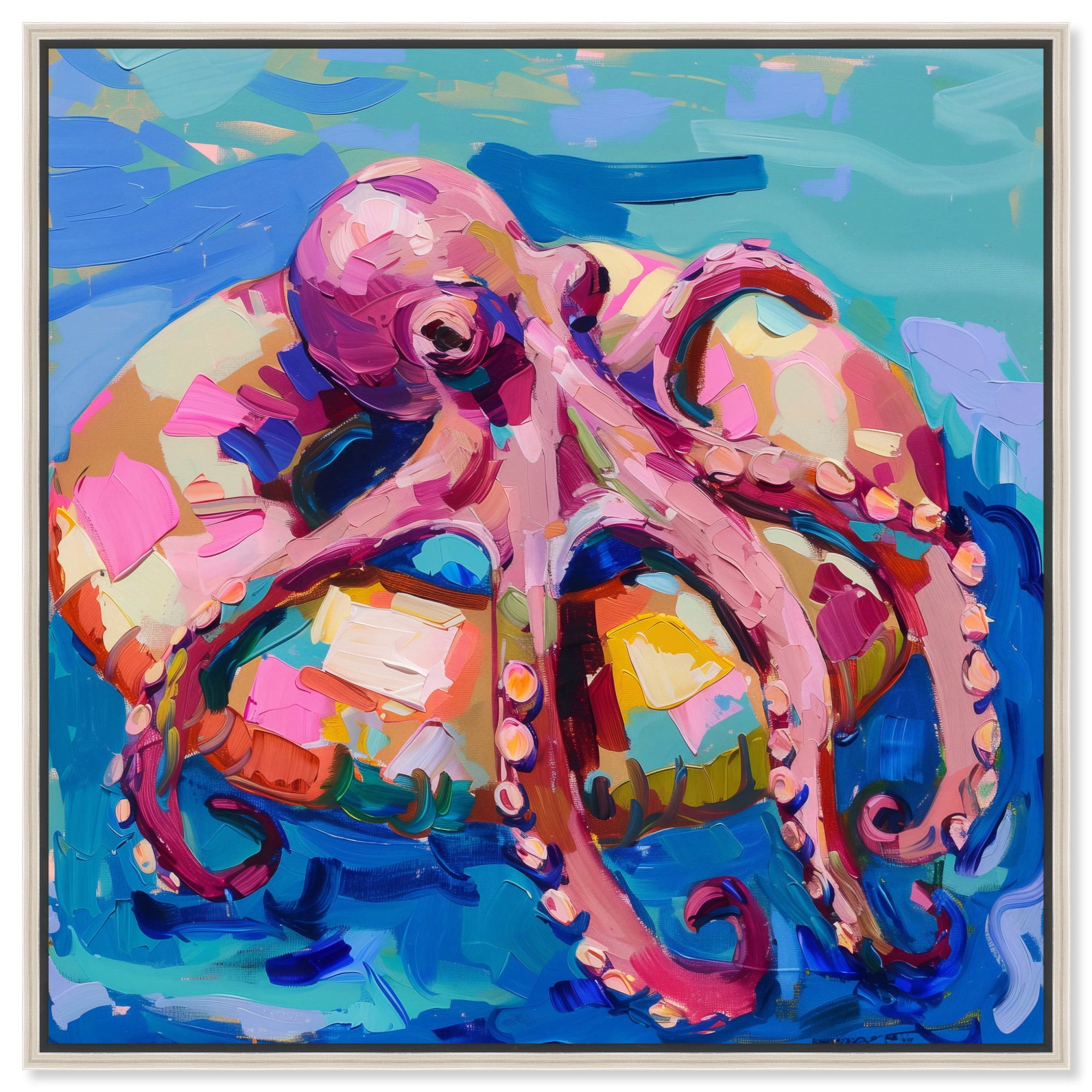 Pool Floatie Octopus Canvas Trendy Animal Art by Art Remedy, Silver ...