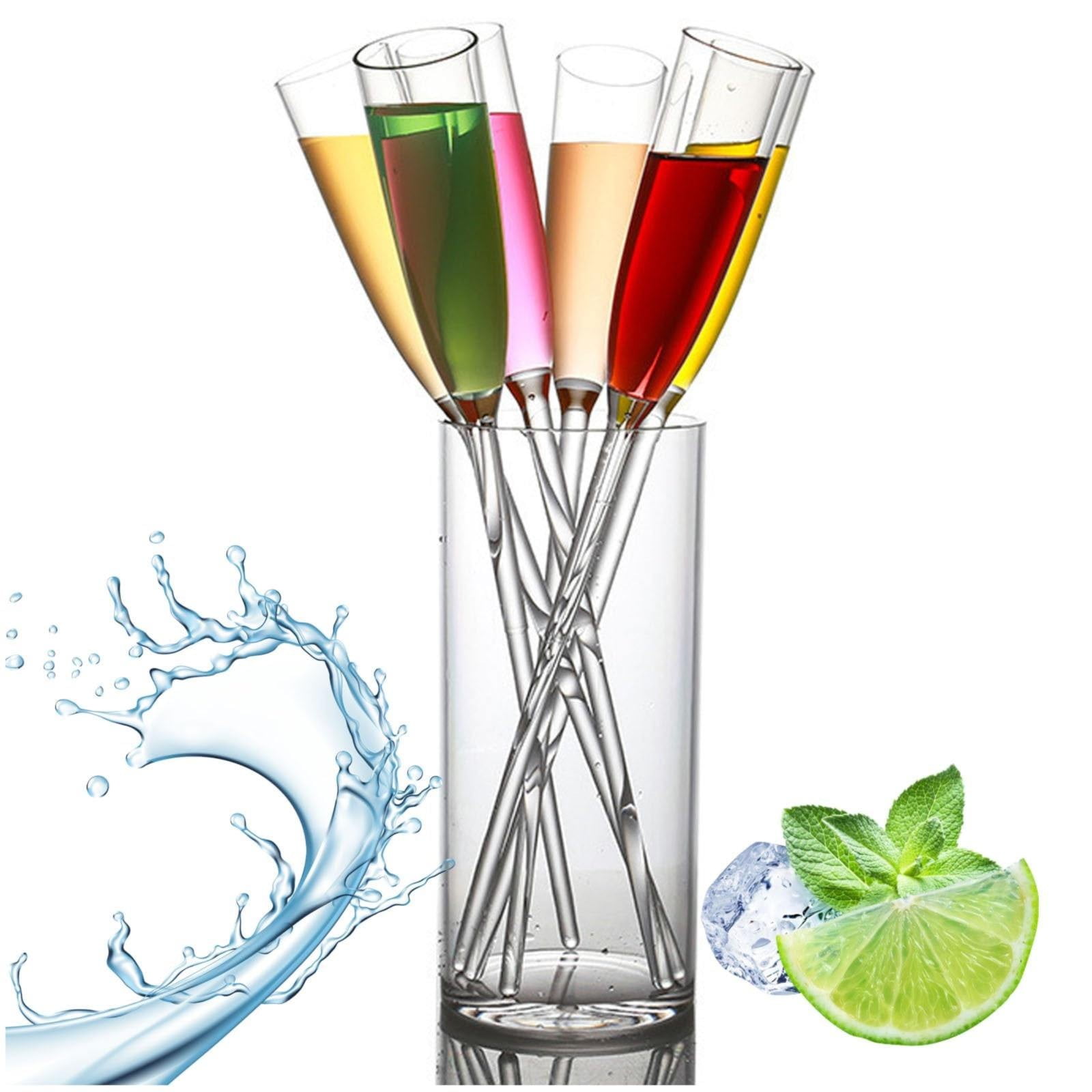 Pool Floating Champagne Flute Glass Transparent Set [6 Cups + 1 Base ...