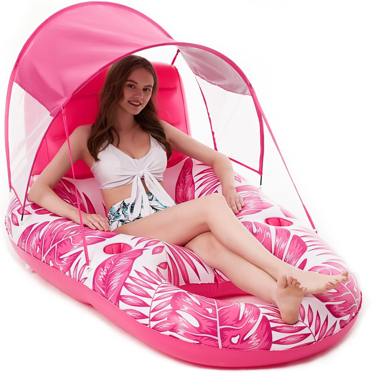 Pool Floats with Canopy - Inflatable Pool Float Adult Lounger Floaties ...