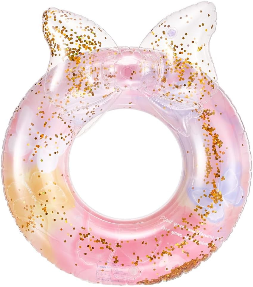 Pool Floats Glitter Rose Gold,Inflatable Bow and Wing Pool Float Swim ...