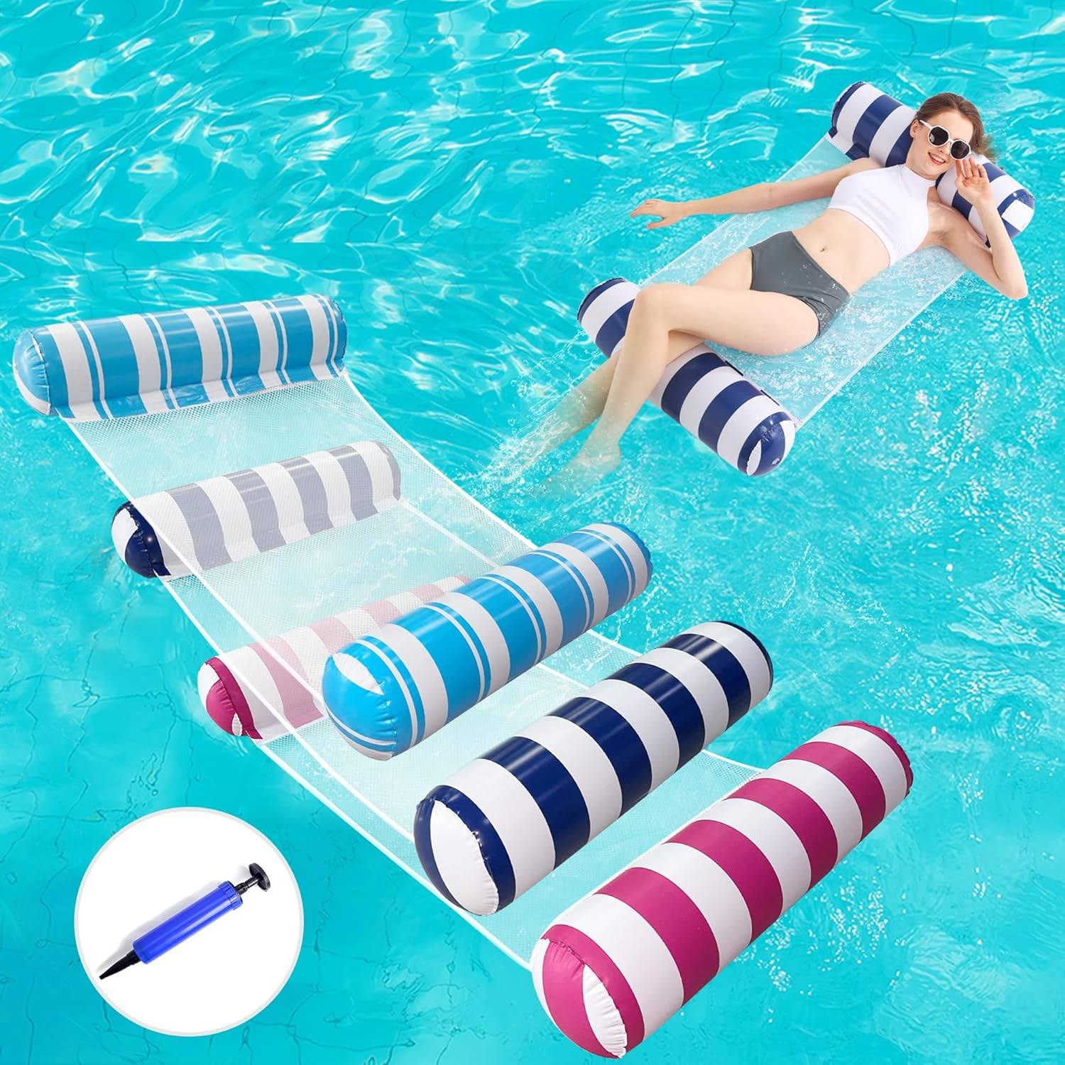 Pool Floats Hammock, Inflatable Water Hammock 4-in-1 Pool Floats Adult ...