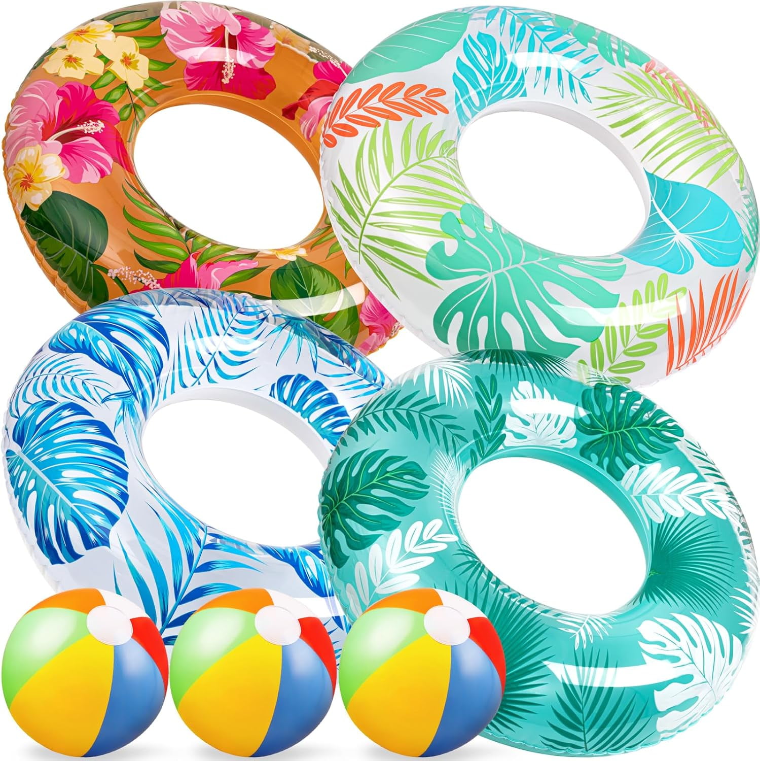 Pool Floats: Hawaiian Swimming Rings with 13.5" Beach Balls ...
