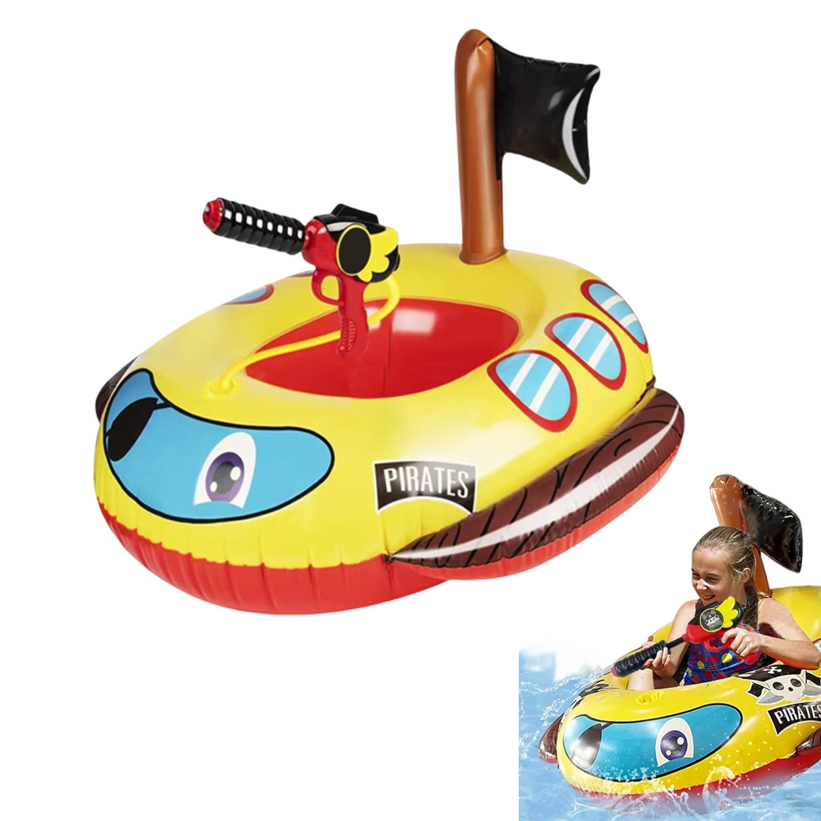 Pool Floats,Inflatable Kids Pool Float with Water Spray Toy, Ship Pool ...
