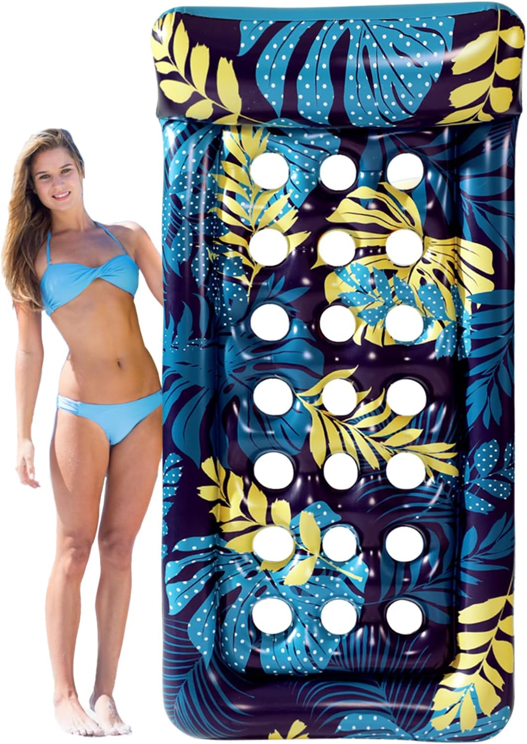 Pool Floats - Inflatable Oversized Pool Raft, Pool Float Adults, Cooling Pool Float Contour ...