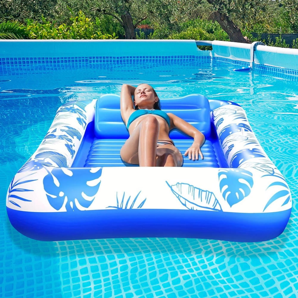 Pool Floats Portable Tanning Float Lake Floating Raft Water Lounger with Cup Holder for Beach ...