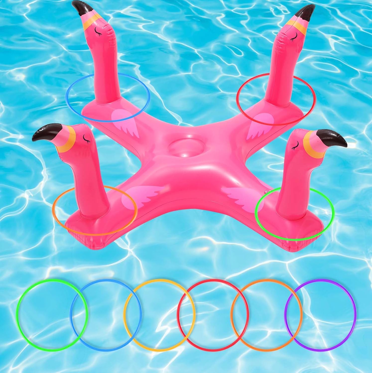 Pool Floats Toys Games Set, Inflatable Cross Ring Toss Game Toy with ...