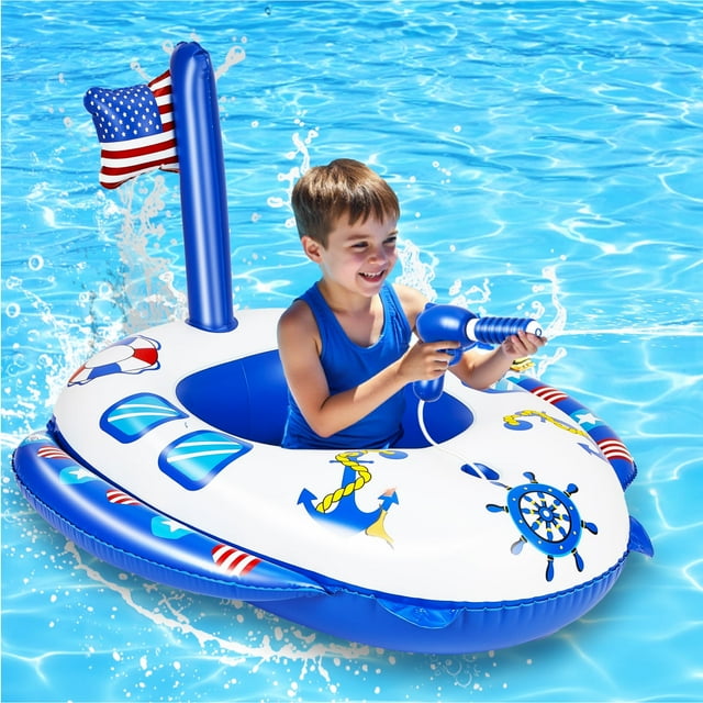 Pool Floats for Kids, Summer Inflatable Pool Float with Built-in Squirt ...