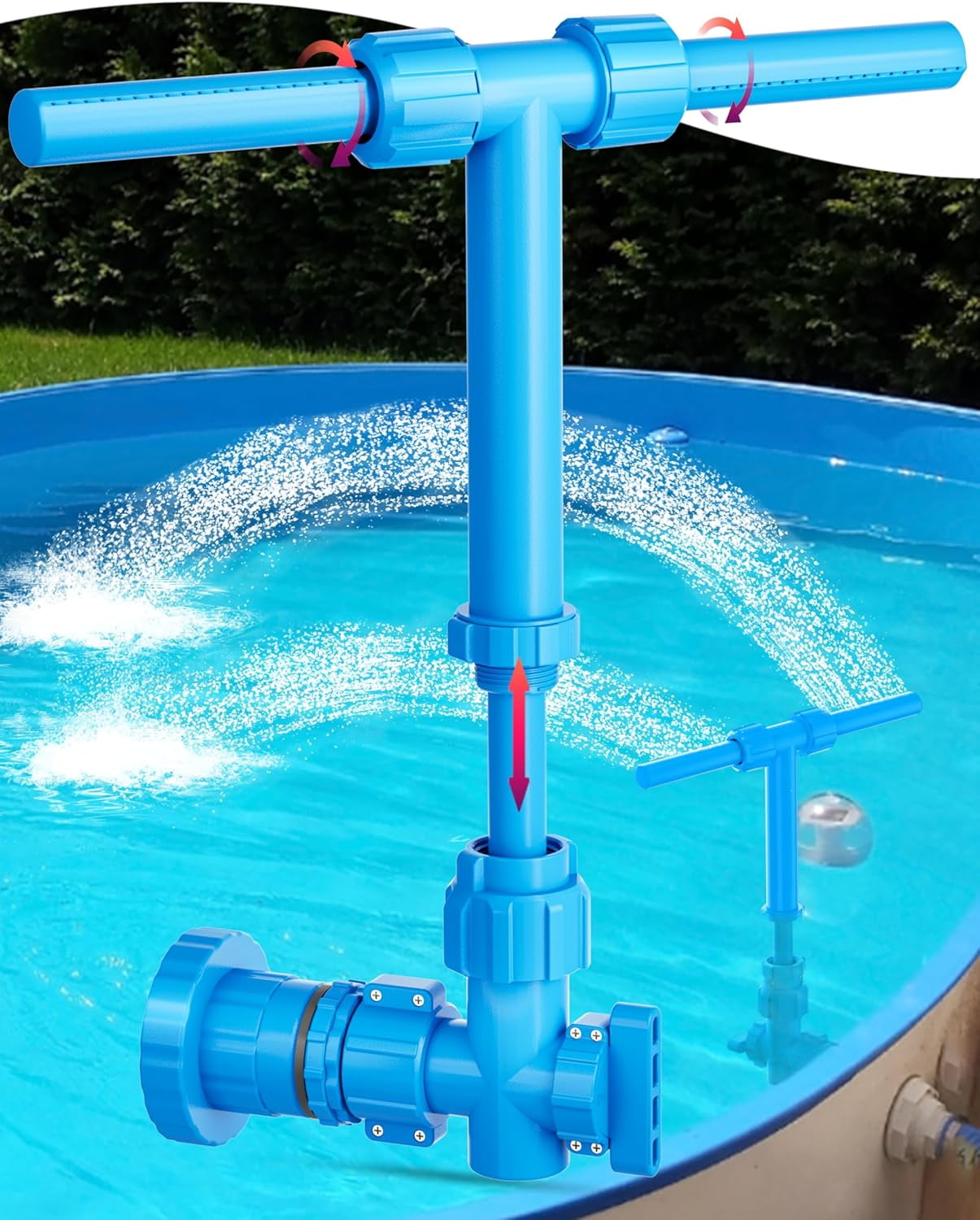 Pool Fountain, 2-in-1 Water Fountains with 360° Adjustable Dual Spray ...