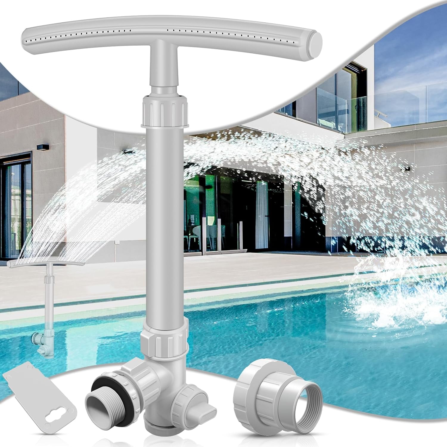 Pool Fountain for Above and In-Ground Pools,Dual Spray Waterfall ...