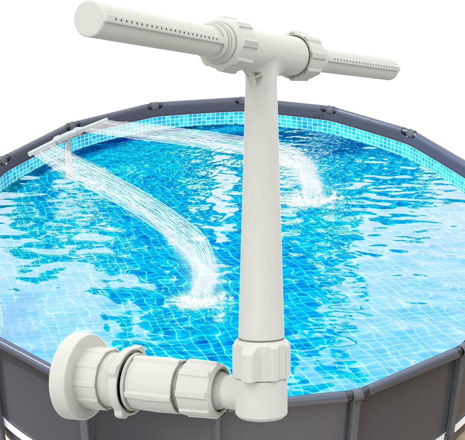 Pool Fountain for Above and In-Ground Pools, Dual Spray Waterfall ...