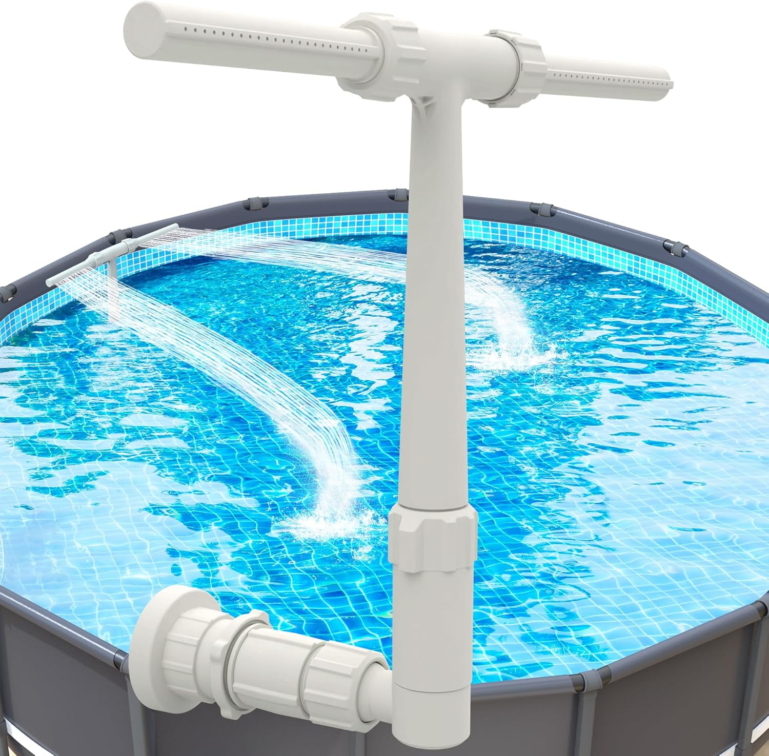 Pool Fountain for Above and In-Ground Pools, Dual Spray Waterfall ...