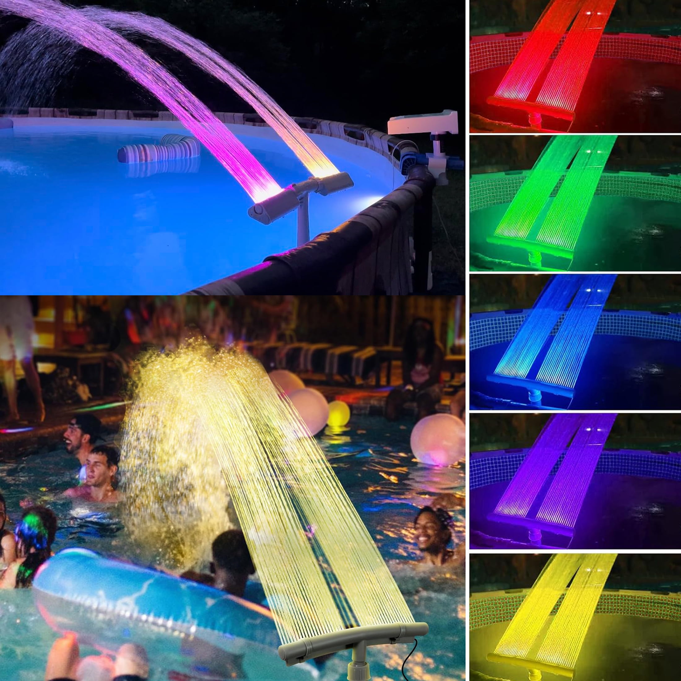 Pool Fountain for Above and In-ground Pool With 9-Color LED Lights ...